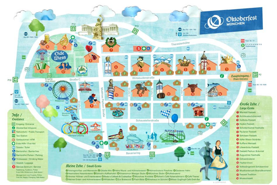 Munich Tourism overview map for the Oktoberfest 2024 - Oktoberfest.de